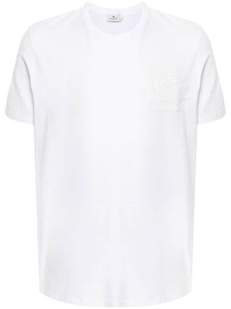 Etro T-Shirt mit Pegaso-Stickerei - Weiß