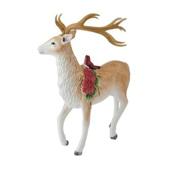 Fitz and Floyd Weihnachtsstern Feiertags-stehender Hirsch Keramikfigur, weihnachtlicher dekorativer Akzent f&uuml;r saisonale Heimdekoration, 41 cm