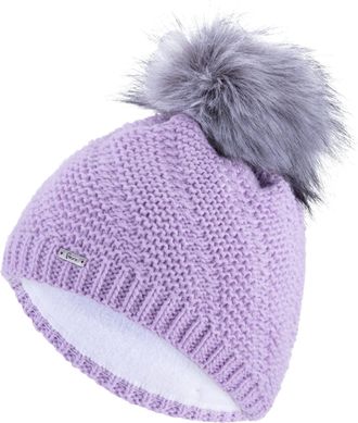 Faera Winterm&uuml;tze M&uuml;tze Damen warm gef&uuml;ttert Kunstfell Bommelm&uuml;tze Fleecefutter Winter Herbst Strickm&uuml;tze Beanie M&auml;dchen 64, Farbe:Flieder