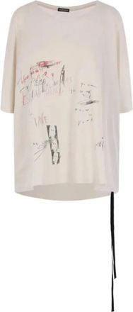 Ann Demeulemeester Femme, Tops, Blanc, Taille: 38 FR Everything Is Fine Sketch T-Shirt