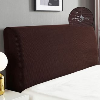 Generic wasserdichte einfarbige Bettkopfteil Bezug Stretch Schutzh&uuml;lle in voller Gr&ouml;&szlig;e weich und staubdicht ideal f&uuml;r Schlafzimmerdekoration Tiefer Kaffee Vol