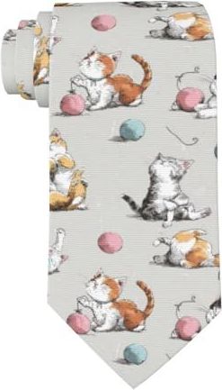 Generic Chats De Dessin Animé Jouant Avec Des Jouets Cravates Hommes Décontractée Cravate Homme Polyvalente Cravates Pour Affaires Scolaires Soirée