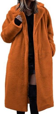 Generic Vestes dhiver 2026 pour femmes, manteau chaud &agrave; revers en fausse peluche, manteau en polaire de vison &eacute;piss&eacute;, longueur mi-longue, marron, XXL