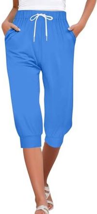Generic Short longueur genou pour femme taille élastique - Pantalon de sport avec cordon de serrage pour femme avec poches - Short de plage Short de vacances 