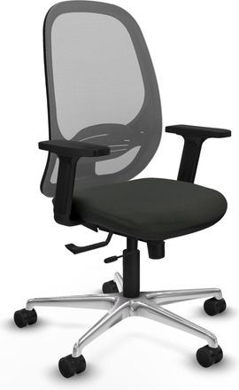 Piqueras y Crespo Schwarzer B&uuml;rostuhl mit 2D-Armen, h&ouml;henverstellbare Lendenwirbelst&uuml;tze, ausgestattet mit Syncro/Translack und Schneidschaum, mit Rollen von 65 mm, Nyl