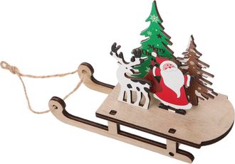 SOLUSTRE Handbemalte Holzschlitten Weihnachtsdekoration mit Rentier und Schneemann Multifunktional als Baum oder Tischdeko Festliche Winter Ornamente für Innen