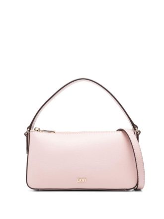 DKNY sac &agrave; bandouli&egrave;re en cuir &agrave; plaque logo - Rose
