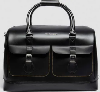 Dr. Martens Glattleder Weekender Tasche in Schwarz