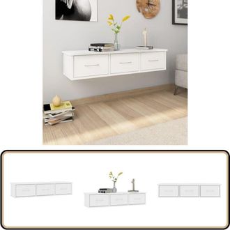 vidaXL Wand-Schubladenregal Weiß 88x26x18,5 cm Holzwerkstoff - Wandregal - Holzwerkstoffregal - Weißes Regal - Schubladenregal - Badezimmerregal