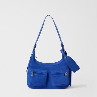 Furla Lynette Schultertasche M Toni Cobalto Blau Wildleder Damen