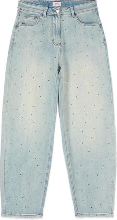Oltre Femme, Jeans, Bleu, Taille: 46 FR Jean Ballon avec Clous