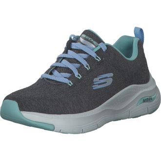 Skechers Damen Arch Fit Comfy Wave Sneaker, Charcoal Knit Blue Trim, 37 EU