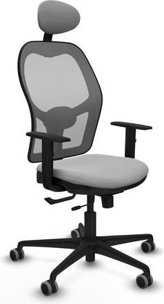 Piqueras y Crespo B&uuml;rostuhl mit 1D-Armen, h&ouml;henverstellbarer Lendenwirbelst&uuml;tze und festem Kopfteil, ausgestattet mit Syncro/Traslack und injiziertem Schaumstoff, Grau/