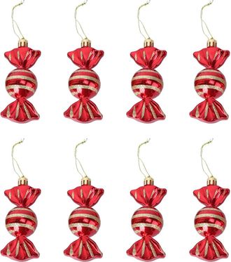 Amosfun 8pcs Weihnachtsbaum Ball Weihnachten S&uuml;&szlig;igkeiten Verzierungen Christmas Tree Pendant Ornaments f&uuml;r Weinachten Dekorationen Bemahlung Party Hochzeit (9
