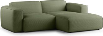 Studio Copenhagen home24 Ecksofa mit XL-Longchair Gr&uuml;n Cordstoff Snor 260 x 71 x 171cm Longchair davorstehend rechts Modern