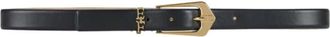 Elisabetta Franchi Ceinture en cuir avec d&eacute;tails logo dor&eacute; - Femme - Accessoires - Noir - Taille: 2XS