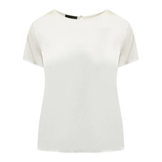Emporio Armani Kurz&auml;rmelige Bluse aus Seidensatin - - Blouses & Shirts - Damen - Wei&szlig; - XL