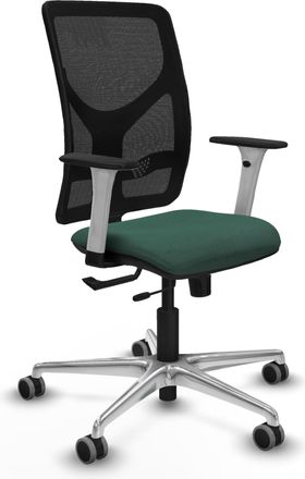 Piqueras y Crespo B&uuml;rostuhl mit wei&szlig;en und schwarzen Armlehnen, h&ouml;henverstellbare Lendenwirbelst&uuml;tze, ausgestattet mit Syncro/Traslack und Schneideschaum. Schwarz/Flasc