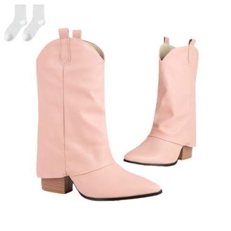 Generic Bottines Femme Avec Talon Bloc De 7,5 Cm, Bottes Slip-On De Style Western, Bottines &Eacute;l&eacute;gantes &Agrave; Bout Pointu, Bottines Confortables Pour Le Quotidien E