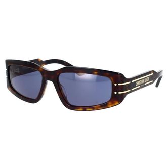 Dior unisex, Accessoires, Brun, Taille: 56 MM Lunettes de Soleil Rectangulaires Bleu Havana