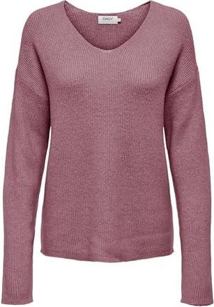Only Onlcamilla Pull Col en V L/S Knt Noos Femme Sweater, Framboise Écrasée - Détails : Chiné, M