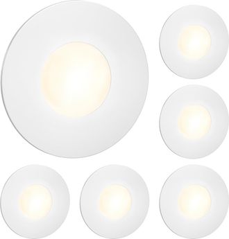 LEDs Com 6 Stück LED Treppenlicht/Wandeinbauleuchte FEX für innen und außen, rund, 85mm Ø, warmweiß