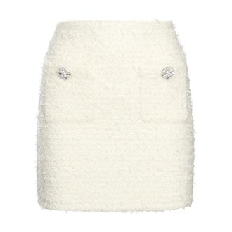 Self Portrait Femme, Jupes, Blanc, Taille: 36 FR Jupe Mini en Tricot Texturé Crème