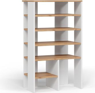 Vicco Schuhschrank Marlon, Weiß/Goldkraft Eiche, 60 x 100 cm mit 5 Fächern