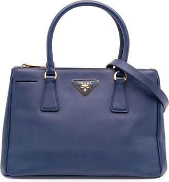 Prada Hobo Bags - Small Saffiano Lux Galleria Double Zip Satchel - Gr. unisize - in Blau - für Damen
