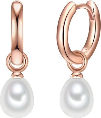 Valero Pearls Ohrringe - Sterling Silber Creolen S&uuml;&szlig;wasser-Zuchtperle - Gr. unisize - in Quarz - f&uuml;r Damen