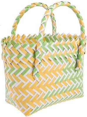 BESTONZON Paquet à Main Tissé Femme Jaune-Vert Paquet Panier 1 Pièce Décontracté et Léger pour Sorties Voyages et Usage Quotidien