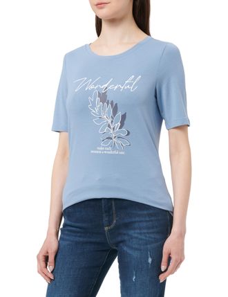 s.Oliver Damen 2144441 T-Shirt mit Frontprint, 52D1 Blau, 32