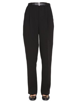 Tory Burch Regular Fit Compact Crepe Trousers - Black