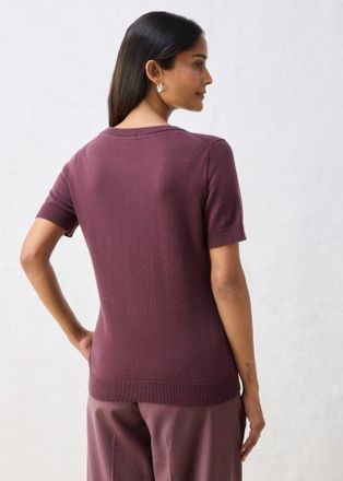 Bonprix Strickpullover Kurzarm, Regular Fit, aus Baumwolle und Wolle, eleganter Stil