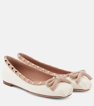 Valentino Garavani Ballerines Rockstud en cuir