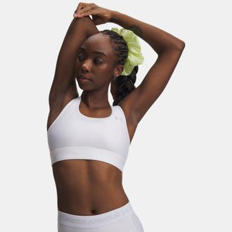 Under Armour HeatGear Mid Sport-BH f&uuml;r Damen Wei&szlig; / Halo Grau XXL