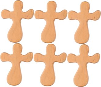 SOLUSTRE 6 Stück Holz-kreuze Handlich Tragbar Minimalistisches Haltekreuz für Gebet Meditation Spirituelle Dekoration Traditionell Langlebig Natürliche Holzopt