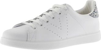 Victoria Basket Basse Tenis Cuir & Arrière Pailleté & Logo Perforé 1125104 pour Femme Antracita 39