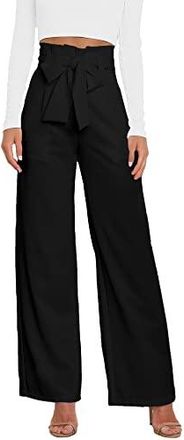 Feoya Pantalon Baggy Femme Casual Décontracté Pants Large Jambe Ample Droit Longue L