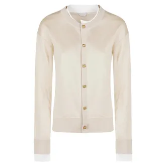 Bottega Veneta Femme, Pulls, Beige, Taille: 38 FR Cardigan en double maille de soie