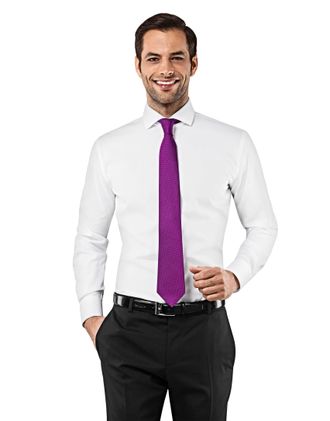 Vincenzo Boretti Herren Hemd Haifisch-Kragen bügelfrei 100% Baumwolle Slim-fit Uni-Farben weiß 41-42