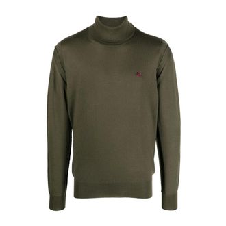 Etro Homme, Pulls, Vert, Taille: M Pull &agrave; col roul&eacute; avec logo brod&eacute;