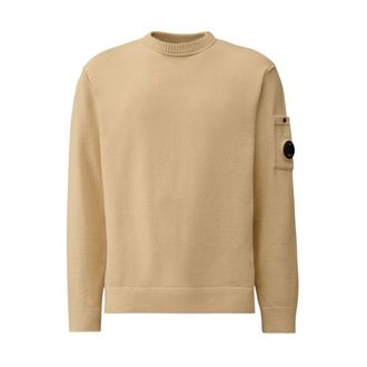 C.P. Company C.p. Company, Homme, Pulls, Beige, Taille: L Maglione Girocollo in Cotone Stretch