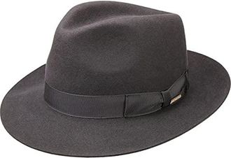 Stetson Chapeau Bogart Penn Femme/Homme - Made in The EU Feutre de Poil à Rabat avec Doublure, Ruban Gros Grain Printemps-été Printemps Été Automne Hiver - 63