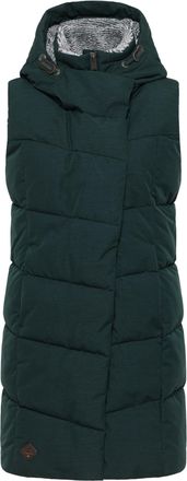 Ragwear PAVLA VEST Damen Frauen Weste,Stepp-Weste lang, Weste lang,ärmellos,Kapuze,Grün,S