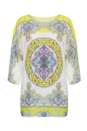 Miamoda Druckbluse Blusenshirt Allovermuster mit Glitzersteinchen