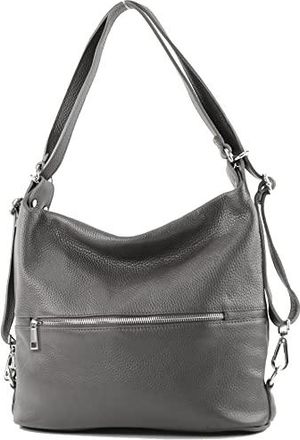 modamoda.de T189 - italie Sac à dos femme 2in1 en cuir, Couleur:Gris Tente