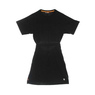 Timberland Schwarzes Kleid mit Kordelzug- kurzen &Auml;rmeln und Rundhalsausschnitt - - Dresses - Damen - Schwarzk - XS
