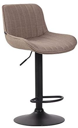Clp Tabouret De Bar Lentini en Tissu I Chaise Haute De Bistrot avec Repose-Pieds Hauteur R&eacute;glable Pivotant I Si&egrave;ge Matelass&eacute;, Couleur:Taupe, Couleur du Ca