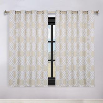 Superior Halbverdunkelungsvorhänge, Schleifenspalier-Design, 132,1 x 160 cm, Ösenleiste, Sonnenschutz und Raumverdunkelungsvorhänge für Schlafzimmer, Wohnzimme